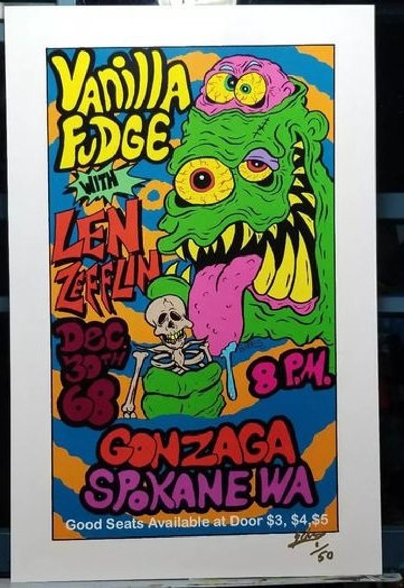 Monster Art Print Poster Led Zeppelin Len Zeppelin Vanilla Fudge 1968 ...