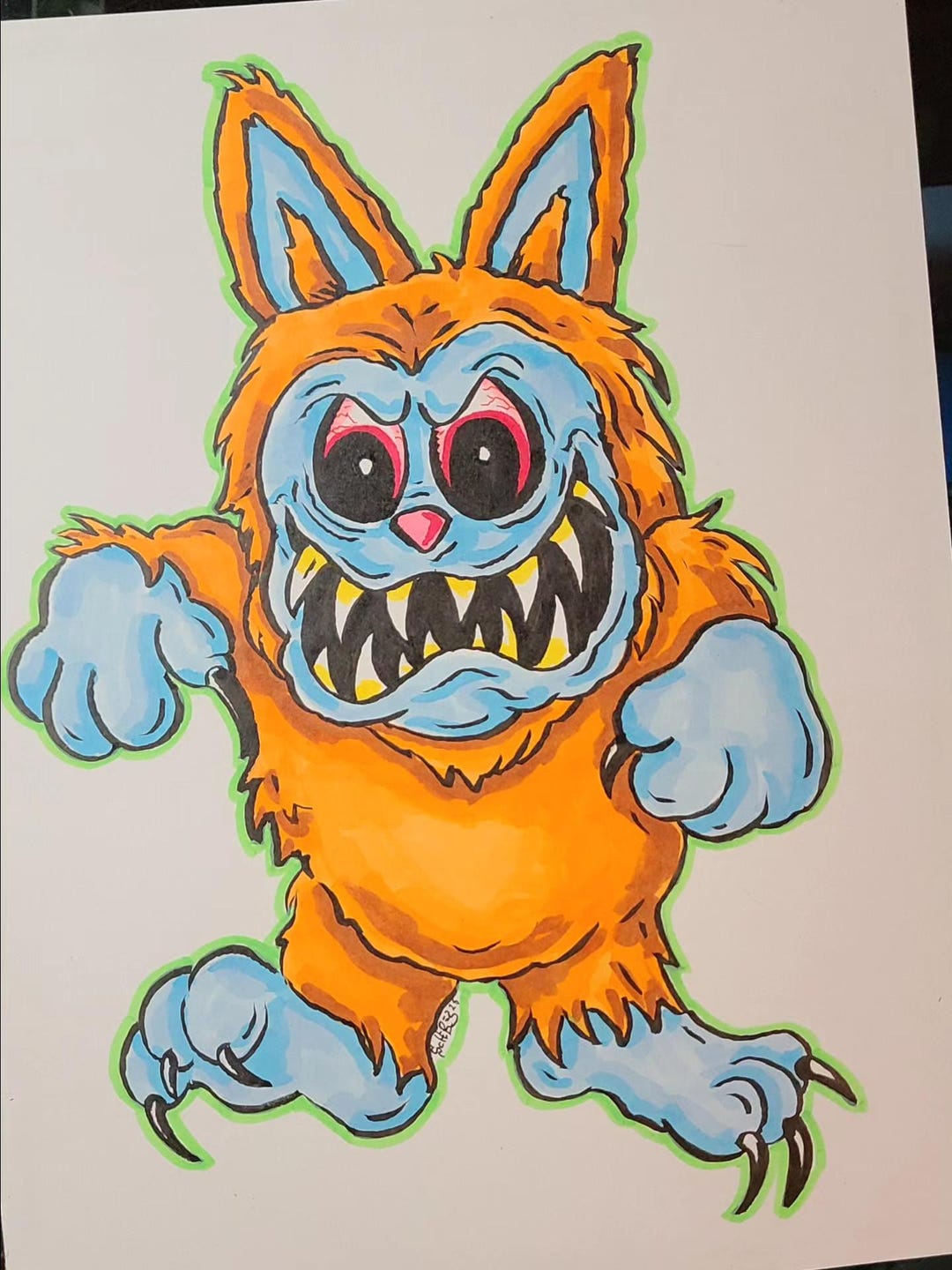 Monster Art Drawing Labubu Parody Labooboo Weird One of a Kind Original ...
