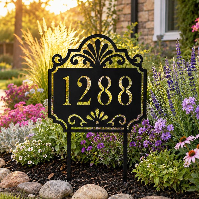 Personalized House Number Metal Yard Sign,custom Address Garden Stake ...