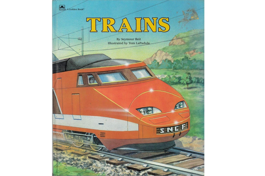 Vintage Childrens Picture Golden Book Trains, Seymour Reit, Locomotive ...