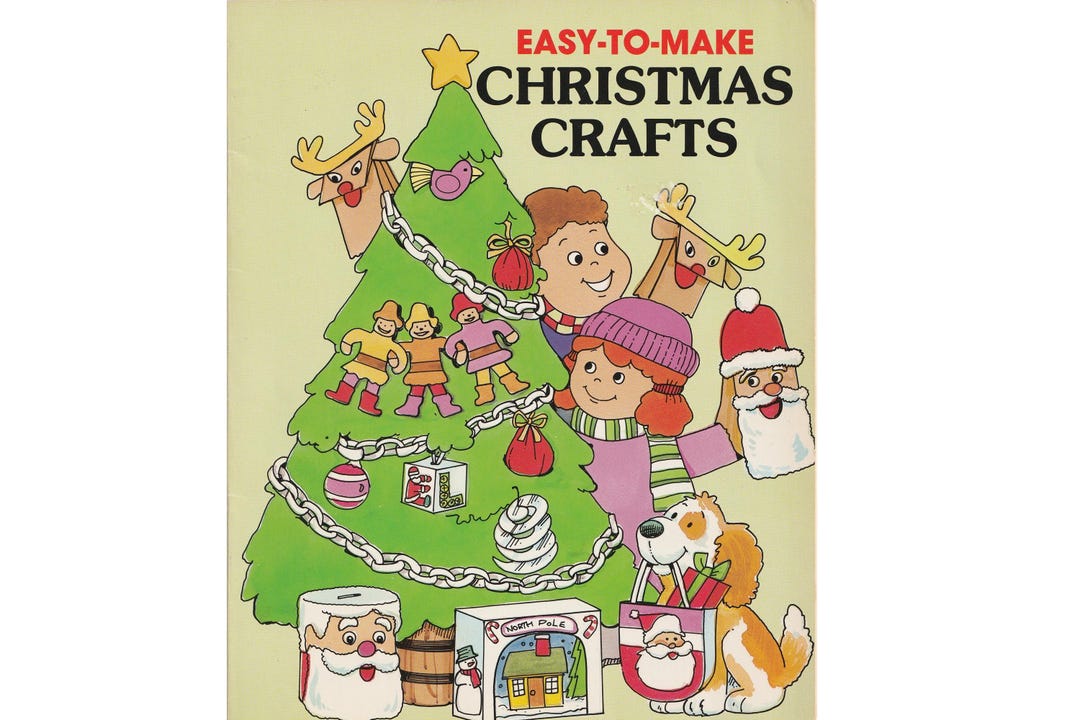 Vintage Childrens Book Easy to Make Christmas Crafts, Simple DIY Kids ...