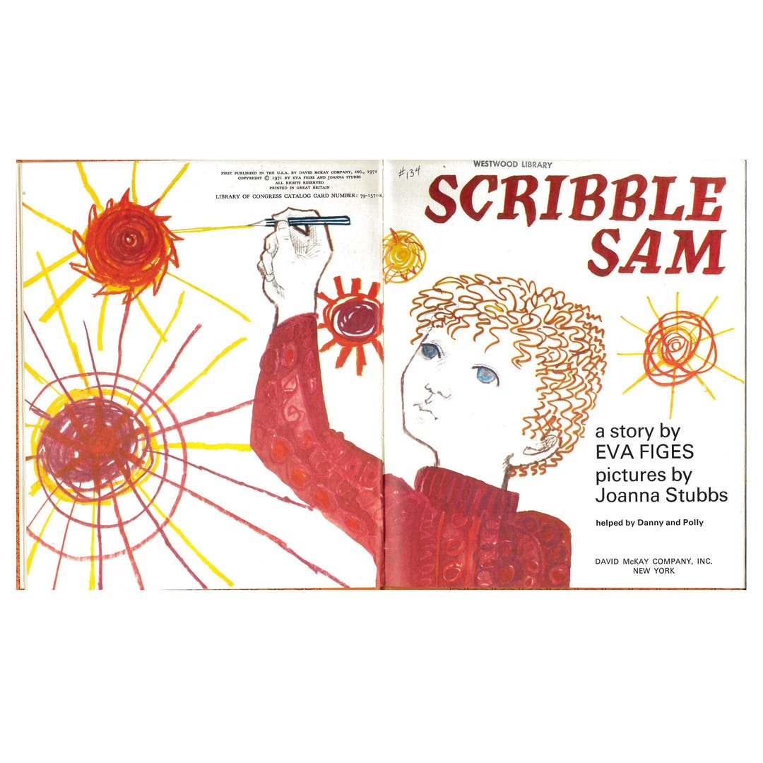 Vintage Childrens Picture Book Scribble Sam, Doodling Drawings, Kid ...
