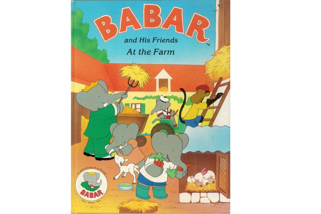 Vintage Childrens Picture Book Babar and His Friends at the Farm, Rebus ...
