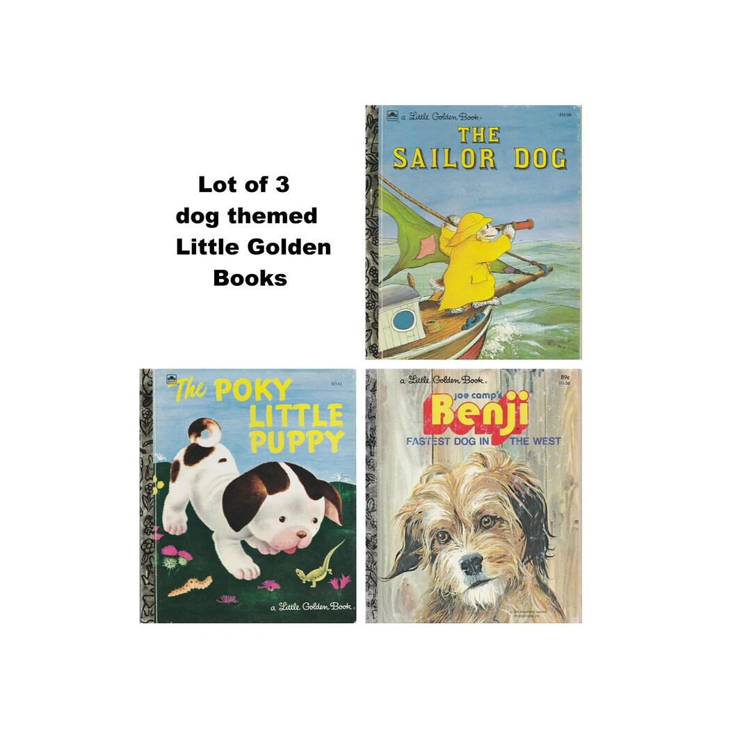 3 Vintage Dog Themed Little Golden Book Childrens Picture Books Poky ...