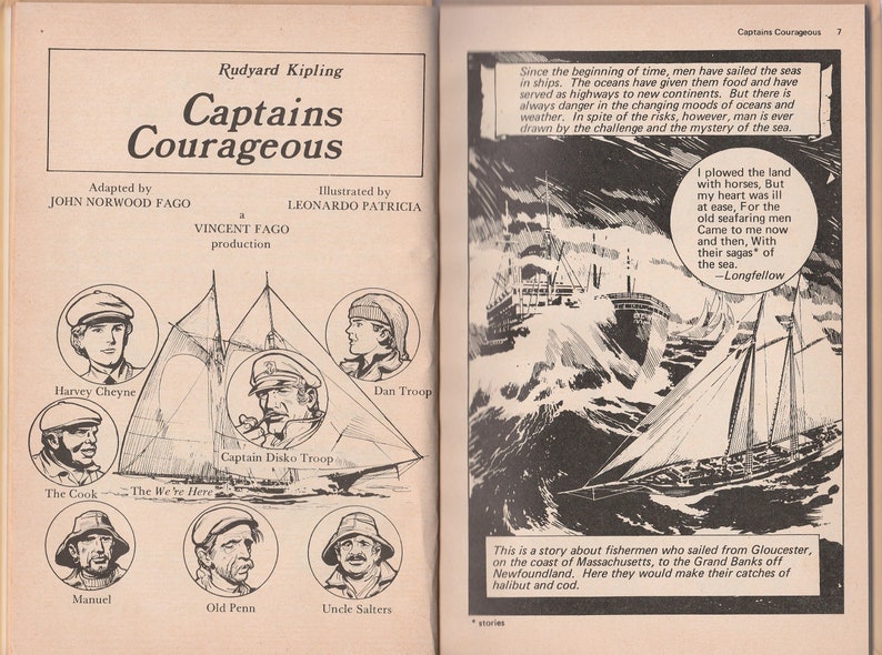 Vintage Childrens Graphic Novel Captains Courageous by Rudyard - Etsy