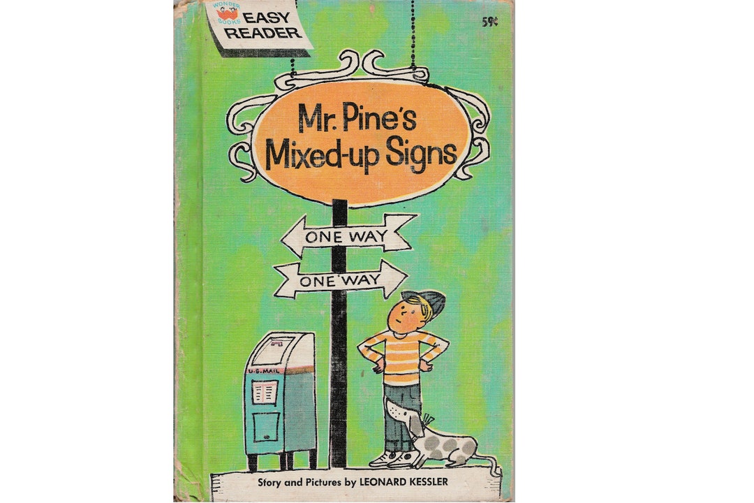Vintage Wonder Books Easy Reader Childrens Book Mr Pines Mixed up Signs ...