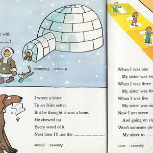 Vintage Childrens Riddle Book Guess A Rhyme, Fill in the Blank Poems ...