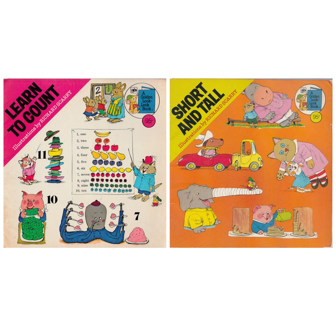 Lot of 2 Vintage Richard Scarry Golden Look Look Picture Books Learn to ...