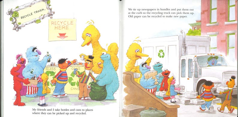 Vintage Sesame Street Childrens Book Grovers 10 Terrific Ways to Help ...