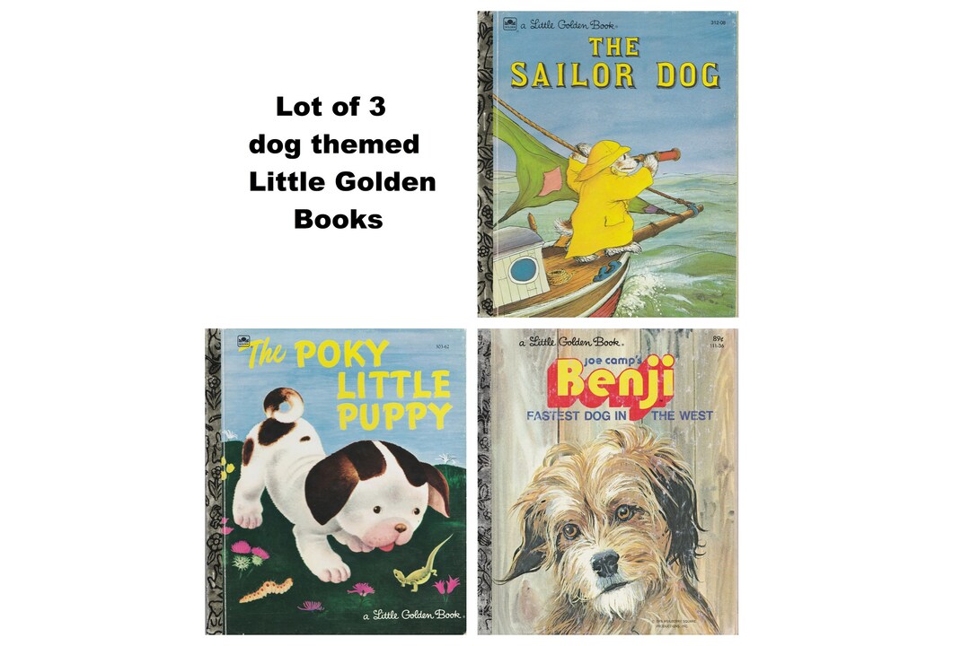 3 Vintage Dog Themed Little Golden Book Childrens Picture Books Poky ...