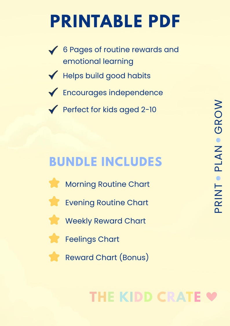 Kids Routine Chart Bundle | Morning, Bedtime, Reward, Feelings (digital ...