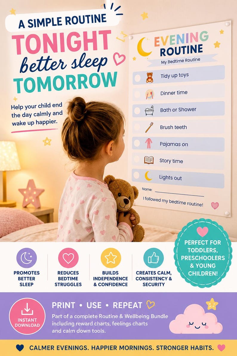 Kids Routine Chart Bundle | Morning, Bedtime, Reward, Feelings (digital ...