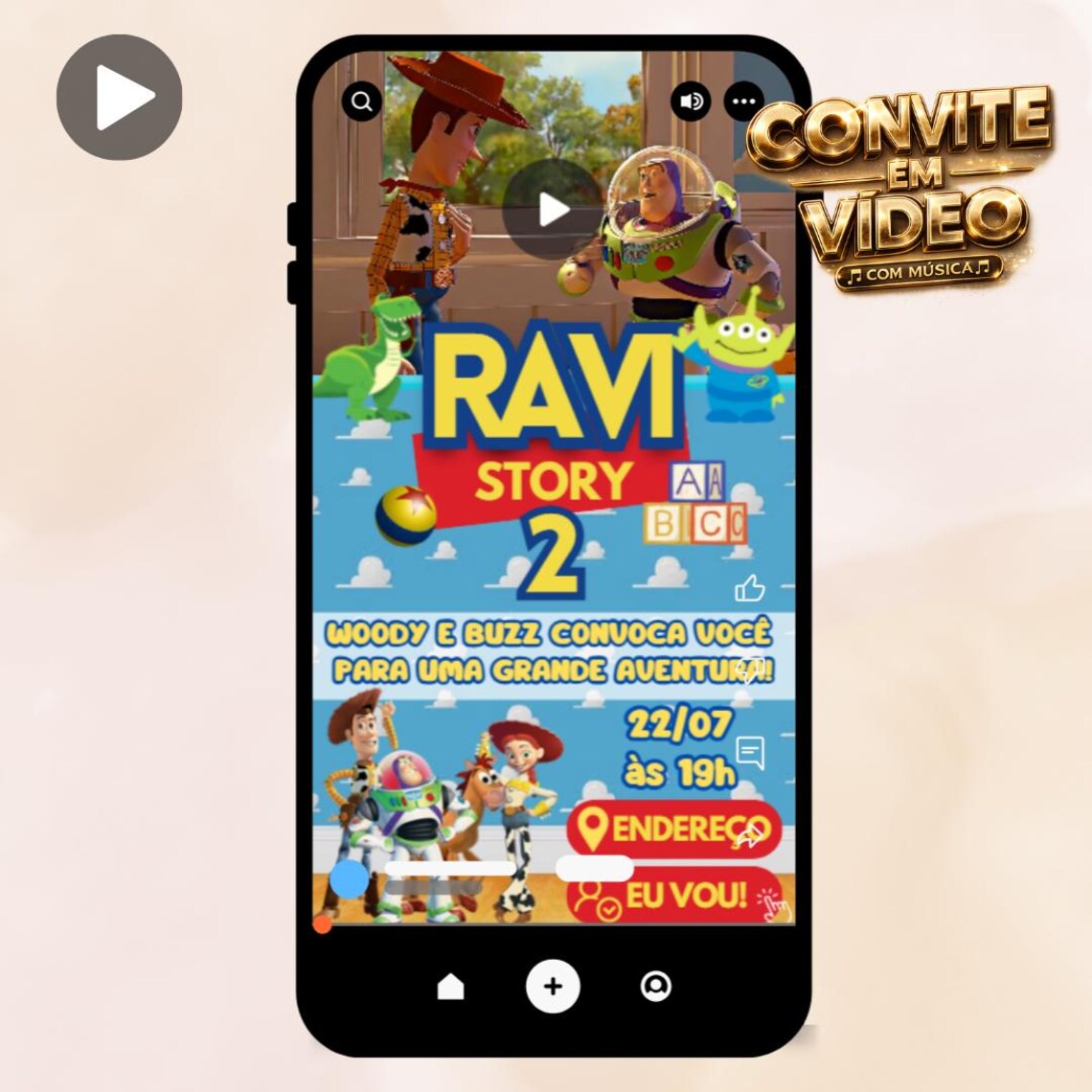 Animated Toy Story Digital Invitation Editable on Canva | Children's ...