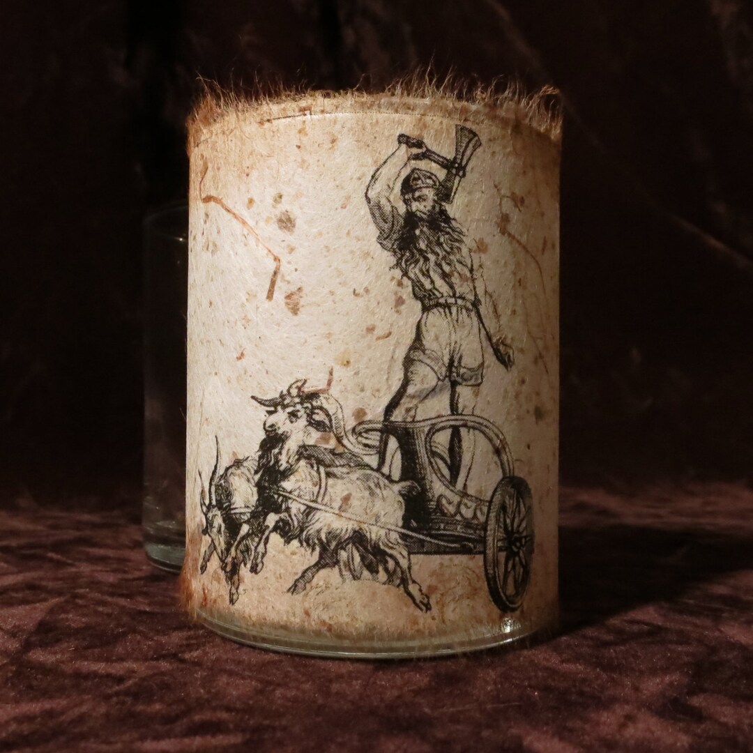 Thor VOTIVE Candle Holder/ Luminary With Real Leaf Paper Norse God Thor ...