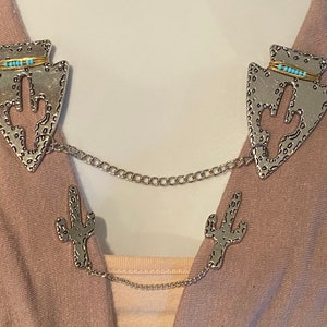 Sweater Clips: Cactus Medallions With Turquoise Accent Stones, Arrow ...