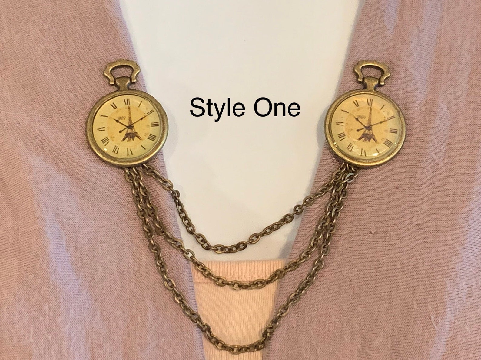 Sweater Clips: Pocket Watch Faces in Bronze Three Styles - Etsy
