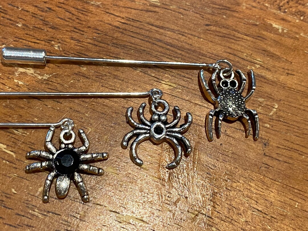 Spider Hat Pin or Scarf Pin Spider in Silver, Spiders, Arachnid ...