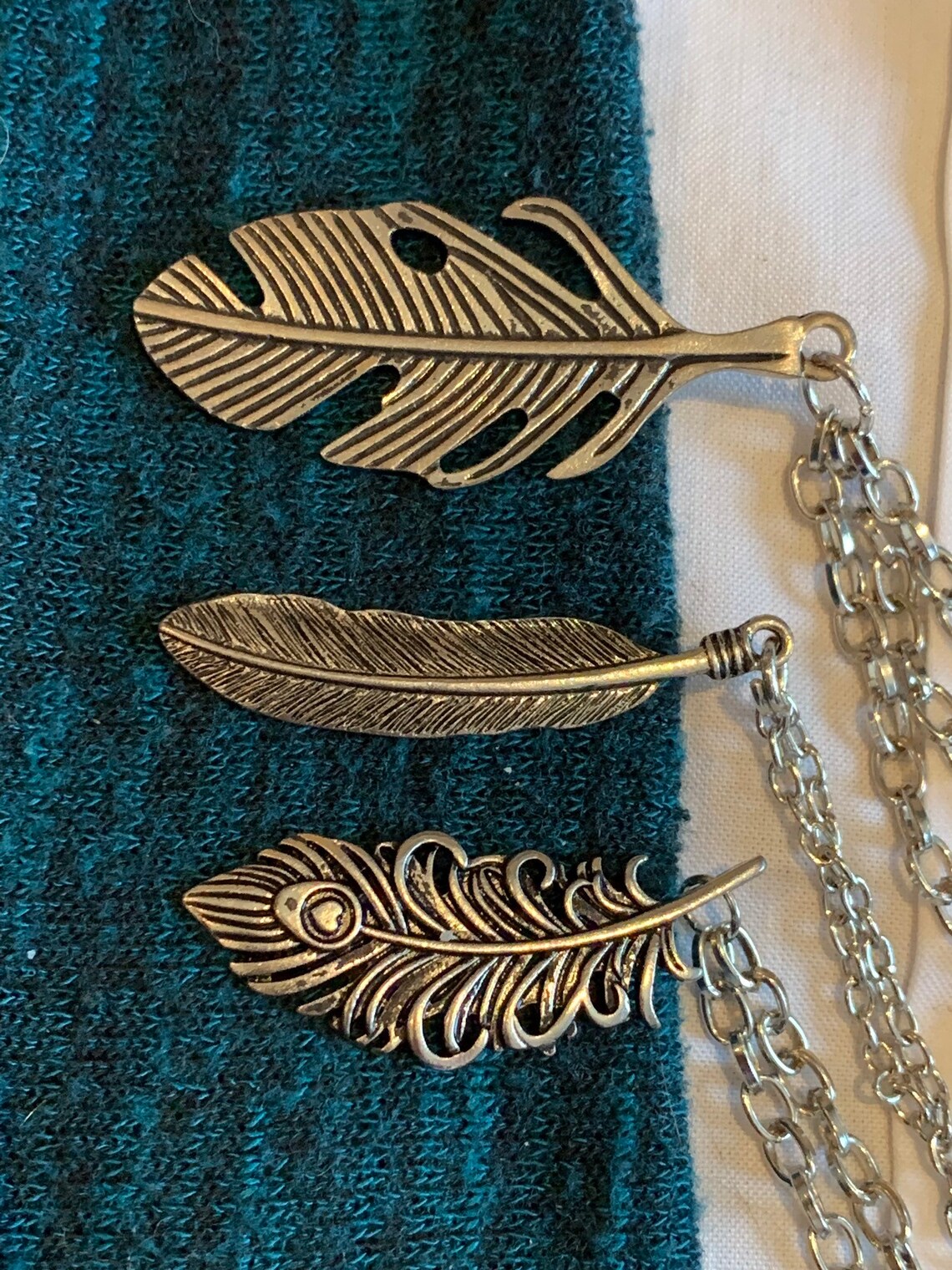 Sweater Clips: Silver Feather Feather Bird Feather Three | Etsy