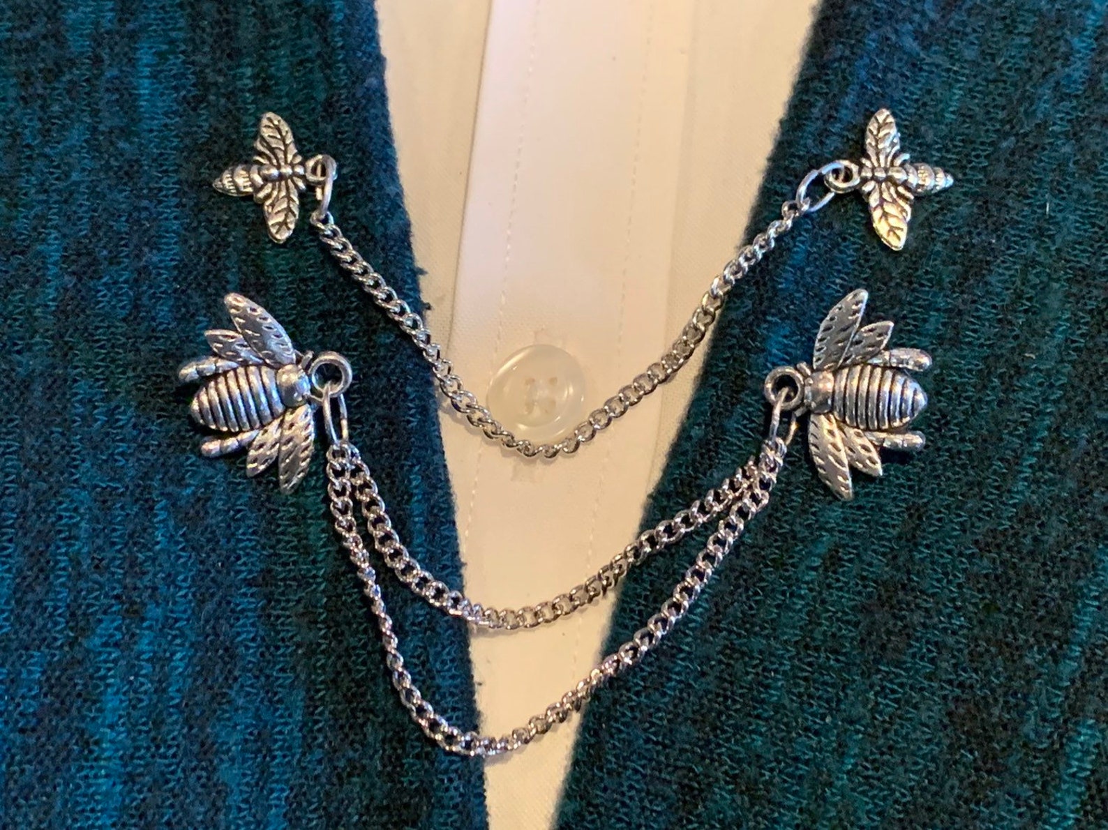 Sweater Pins: Bees in Silver Matching Earrings Options - Etsy