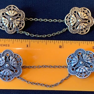 Sweater Clips: Pewter and Antique Gold Decorative Medallions - Etsy