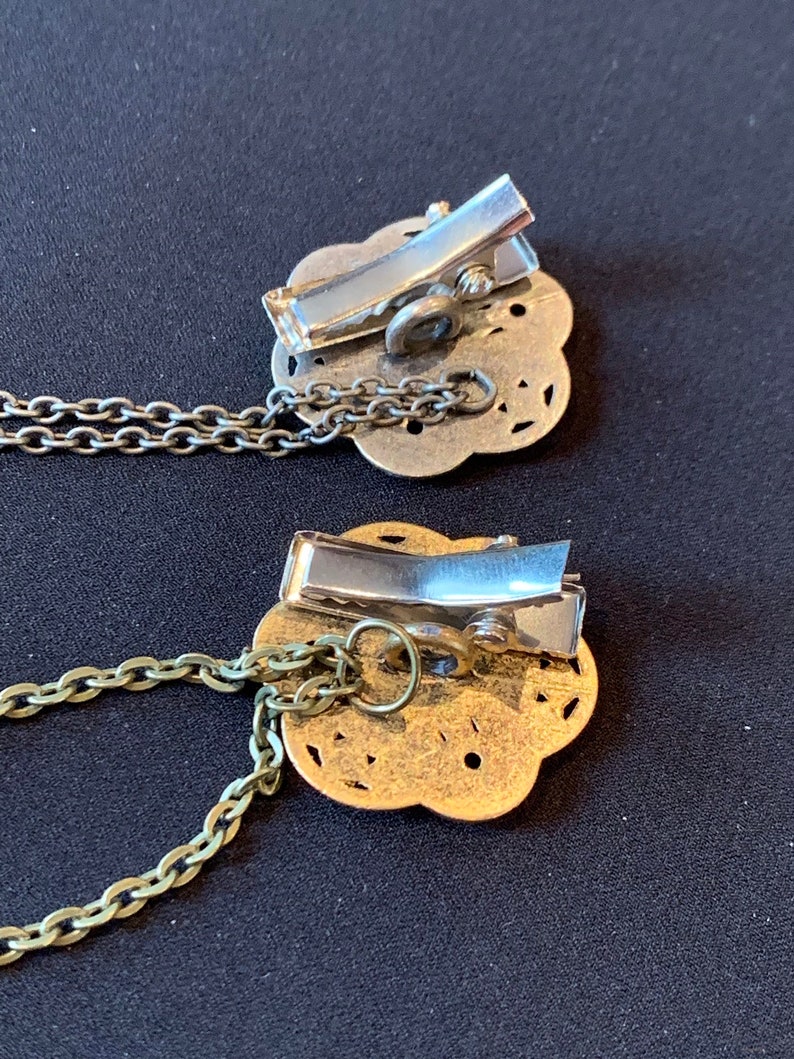 Sweater Clips: Pewter and Antique Gold Decorative Medallions | Etsy