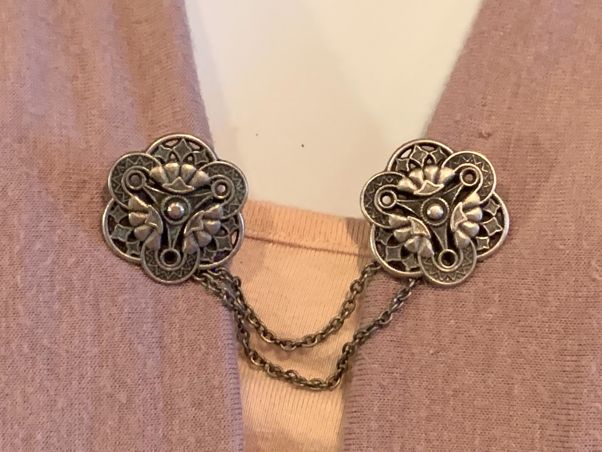 Sweater Clips: Pewter and Antique Gold Decorative Medallions | Etsy