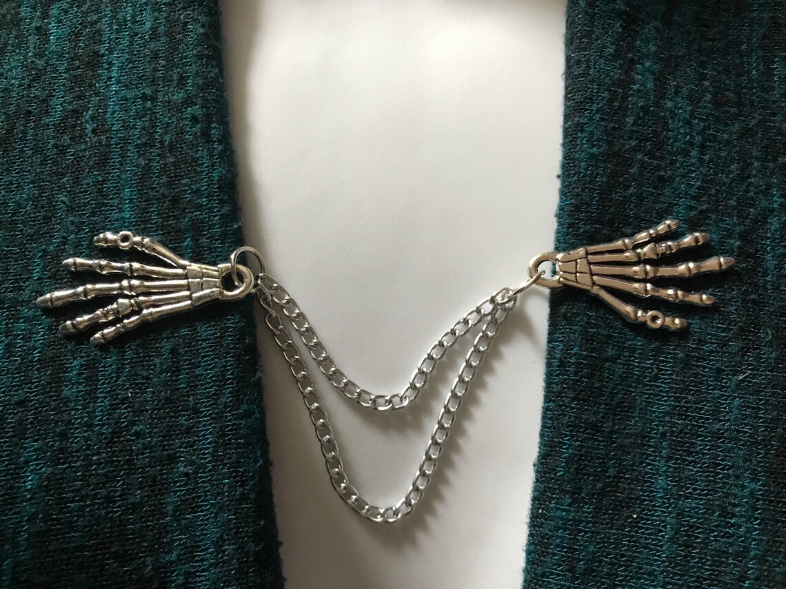 Sweater Clips: Skeleton Hands Four Styles in Bronze and | Etsy