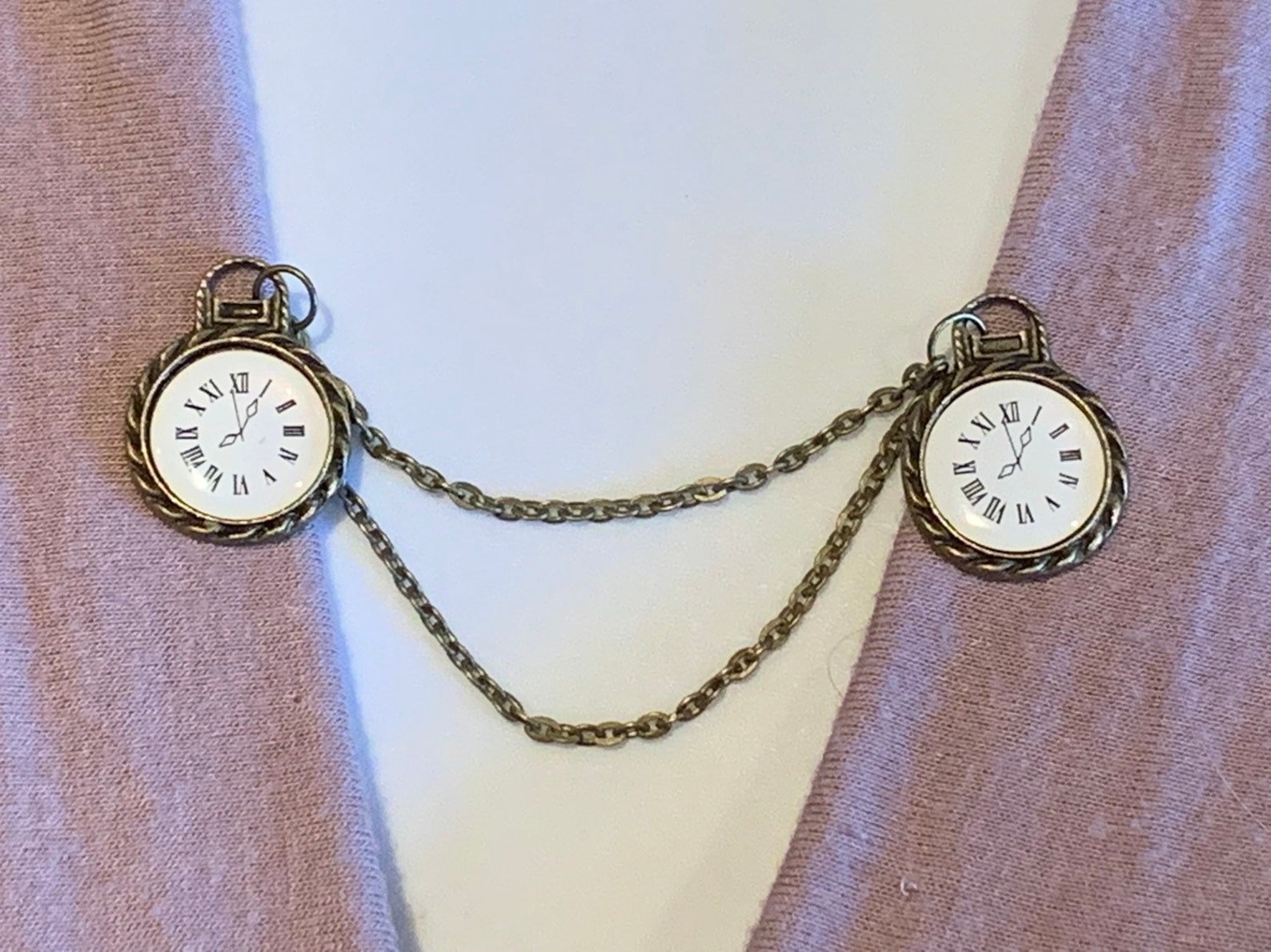 Sweater Clips: Clock Faces Pocket Watch White face set in | Etsy