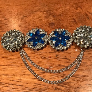Sweater Clips: Rhinestone Medallions Blue or Clear - Etsy