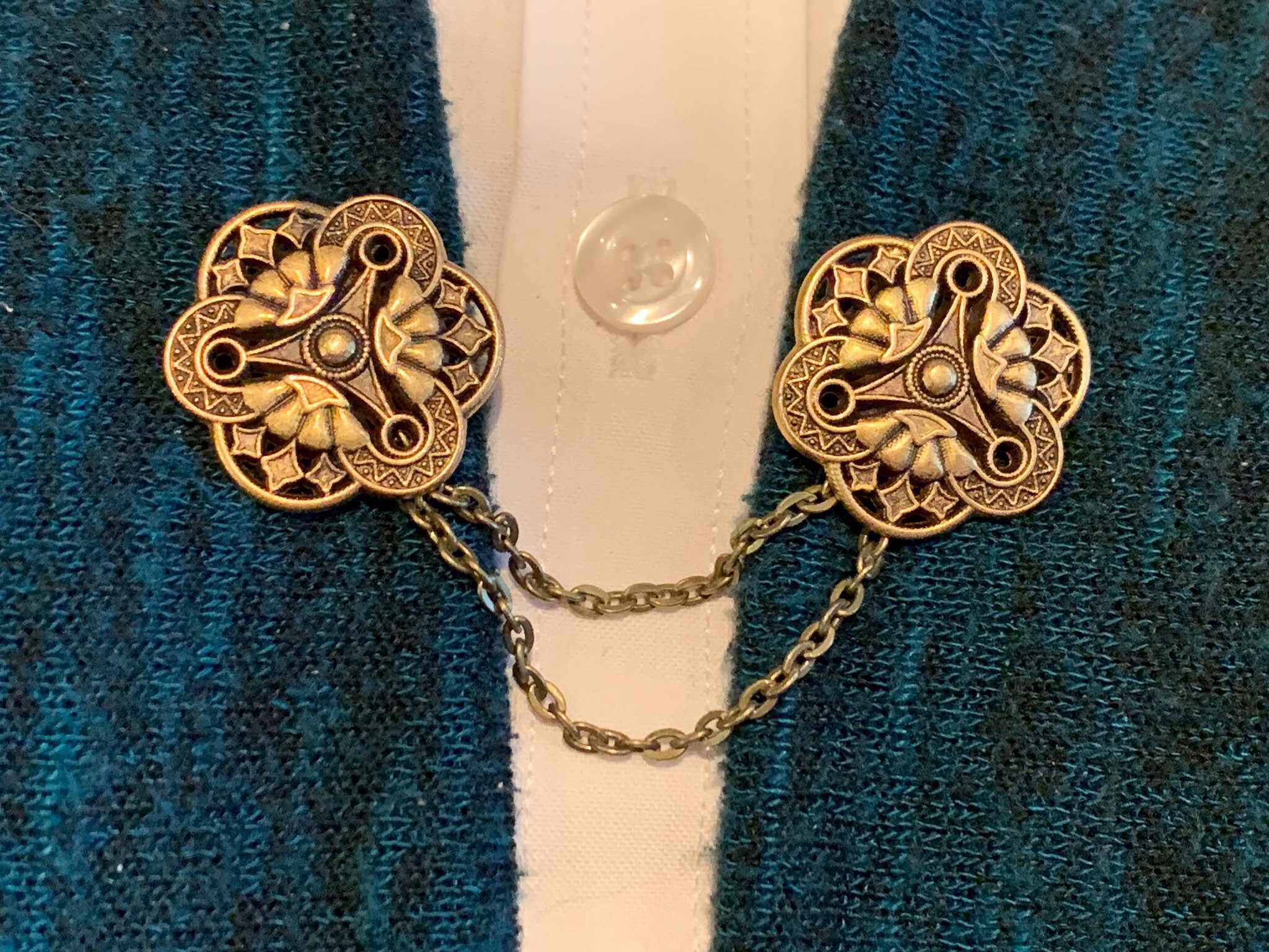 Sweater Clips: Pewter and Antique Gold Decorative Medallions | Etsy