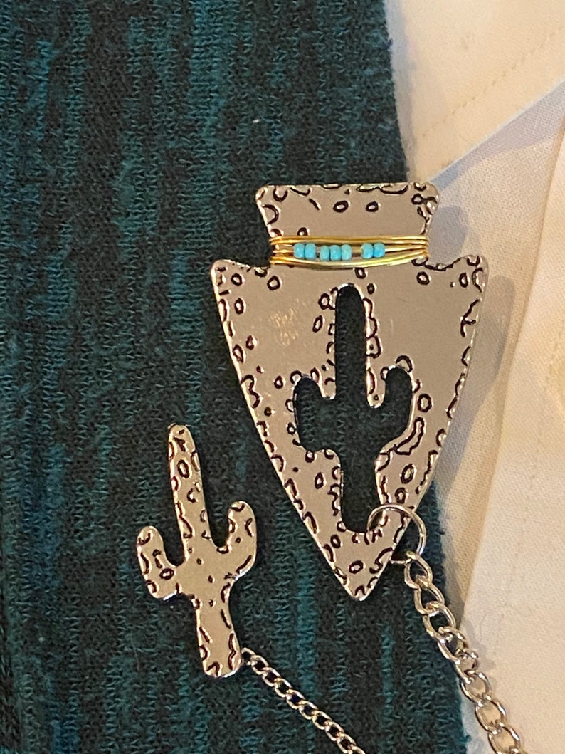 Sweater Clips: Cactus Medallions With Turquoise Accent Stones - Etsy