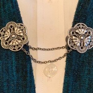 Sweater Clips: Pewter and Antique Gold Decorative Medallions - Etsy