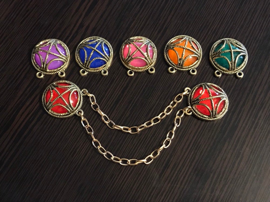 Sweater Clips: Round Medallions Set in Antique Gold Six Colors Pink ...
