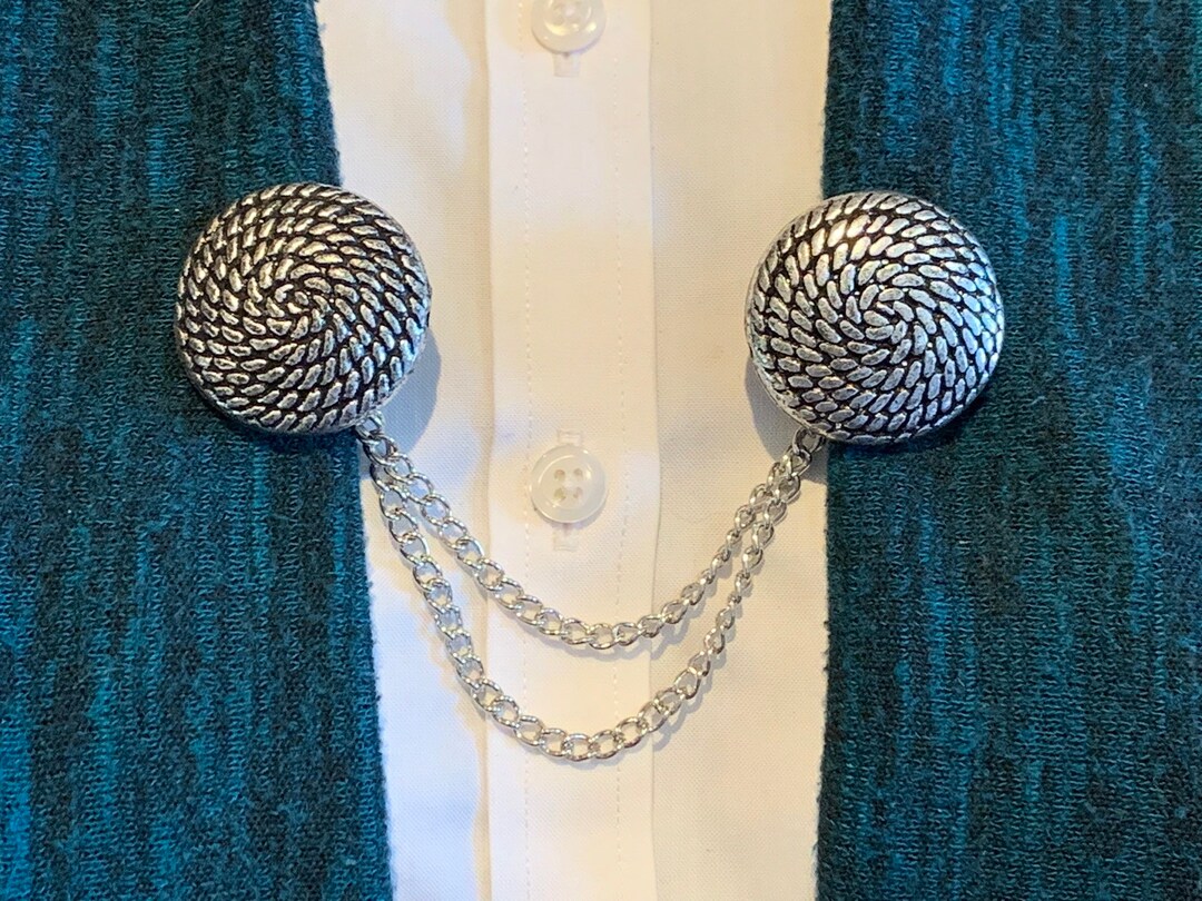 Sweater Clips: Pewter Rope Patterned Medallions - Etsy