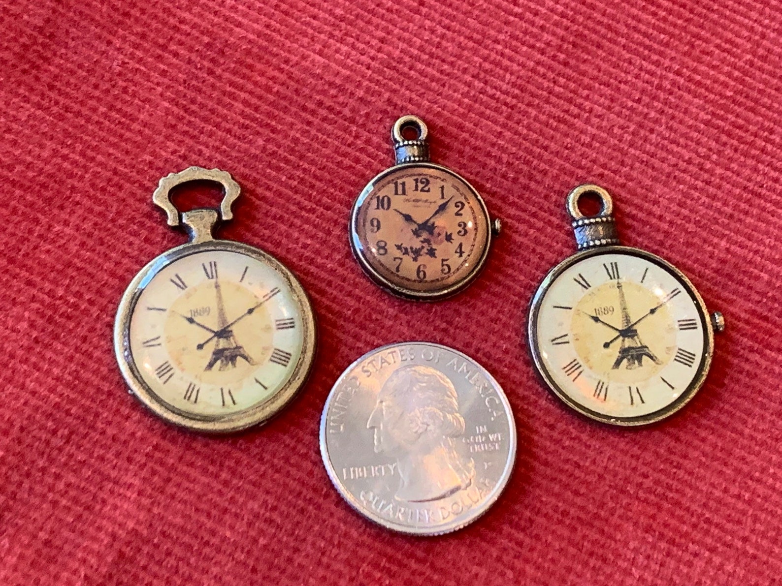 Sweater Clips: Pocket Watch Faces in Bronze Three Styles - Etsy