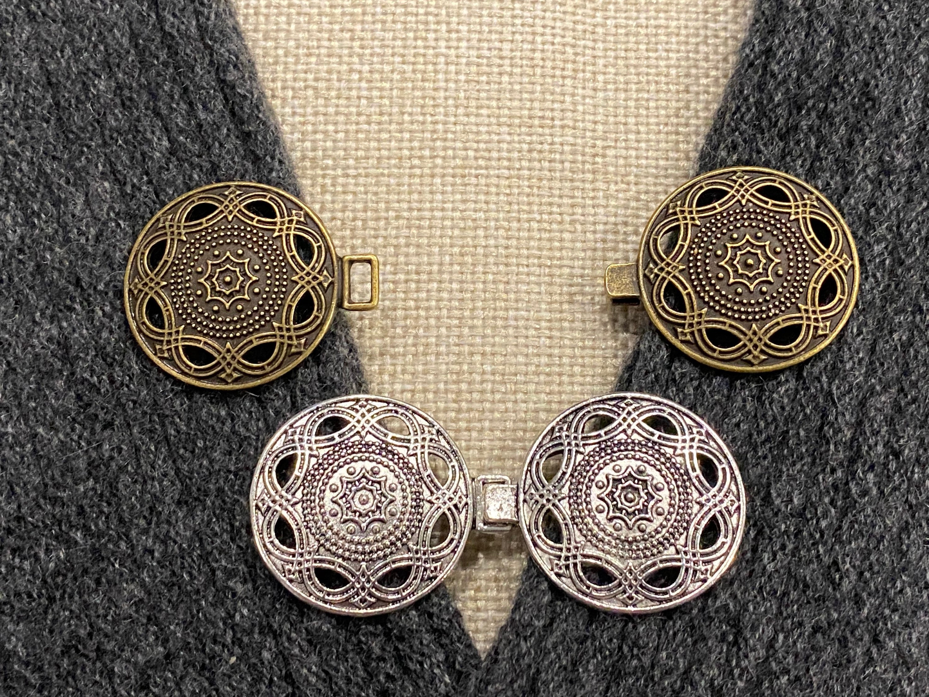 Sweater Pins / Cloak Clips: Locking Round Etched Clips in | Etsy