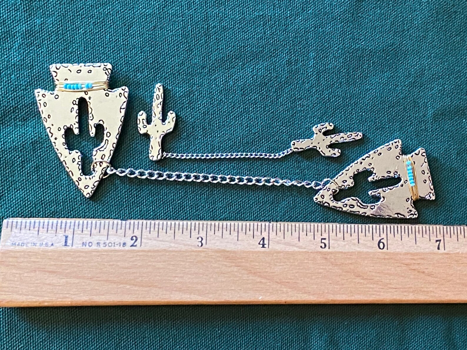 Sweater Clips: Cactus Medallions With Turquoise Accent Stones - Etsy