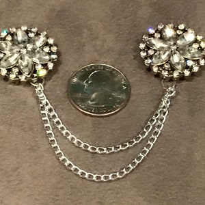 Sweater Clips: Rhinestone Medallions Blue or Clear - Etsy
