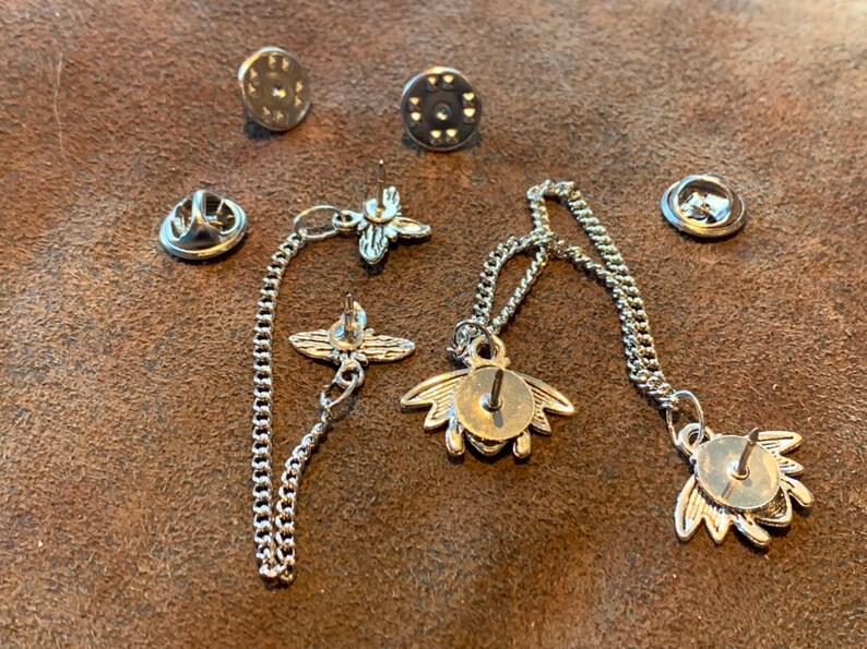 Sweater Pins: Bees in Silver Matching Earrings Options | Etsy