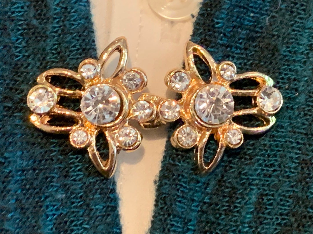 Cloak Pins, Sweater Clips, Sweater Pins: Rhinestone Locking Clip in ...