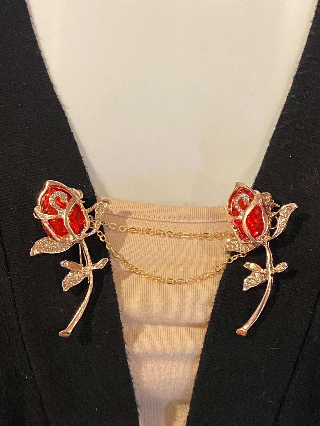 Pullover Pins: Langer Stiel ROT Rosen in Roségold - Etsy Österreich