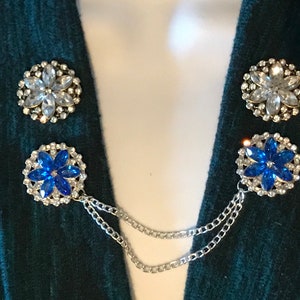 Sweater Clips: Rhinestone Medallions Blue or Clear - Etsy