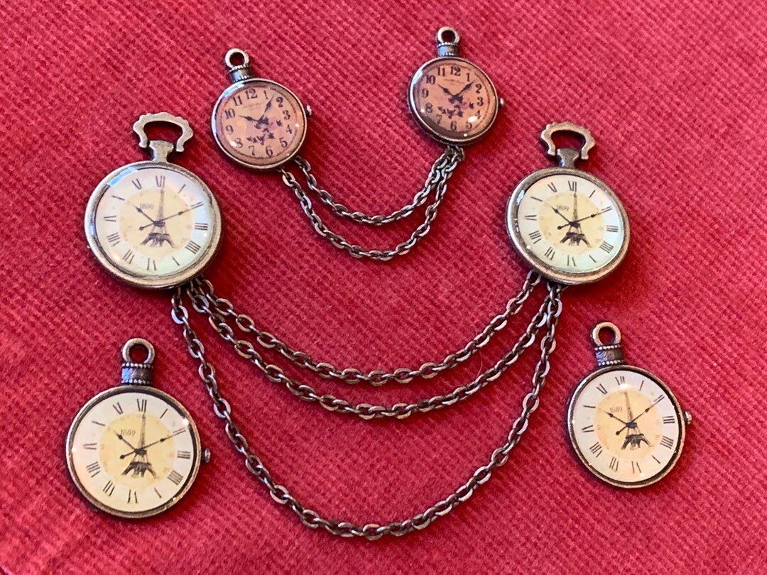Sweater Clips: Pocket Watch Faces in Bronze Three Styles - Etsy