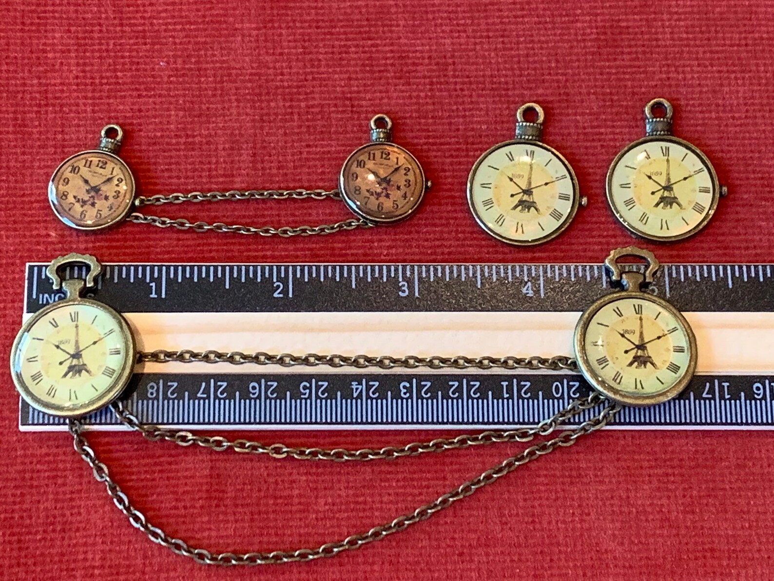 Sweater Clips: Pocket Watch Faces in Bronze Three Styles - Etsy