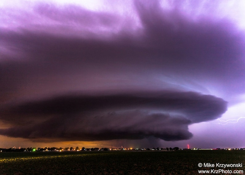 A Gorgeous Colorful Severe Supercell Thunderstorm in Colorado at Night ...