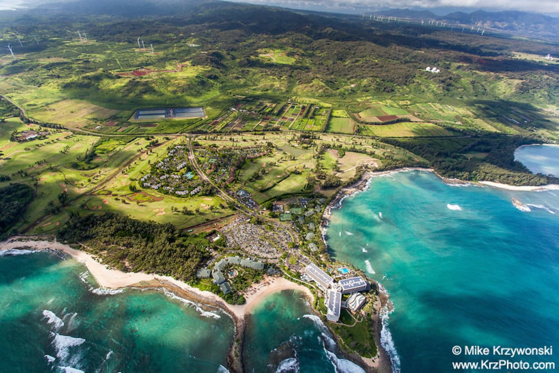 Aerial View of Turtle Bay Resort Hotel, North Shore, Oahu, Hawaii Photo ...