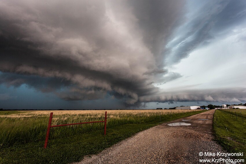 Severe Supercell Thunderstorm Alongside a Dirt Road in Kansas Photo ...