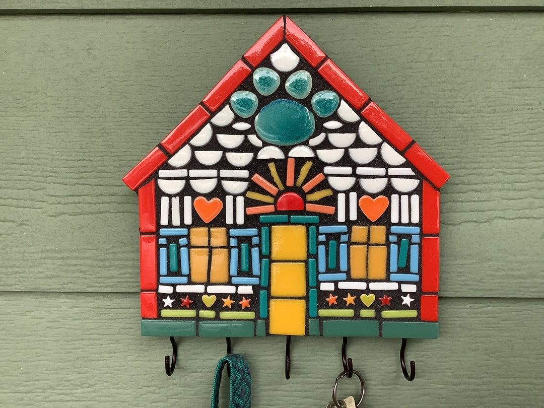 Mosaic Key Rack, Dog Leash Holder, Dog Lover Gift or Housewarming ...