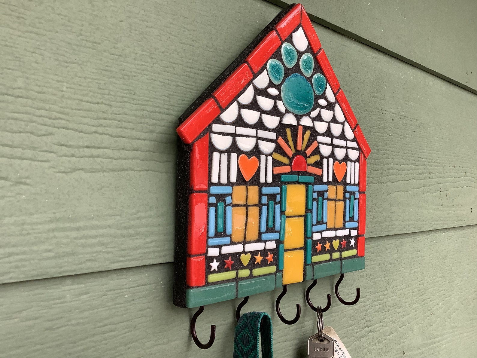 Mosaic Key Rack, Dog Leash Holder, Dog Lover Gift or Housewarming ...