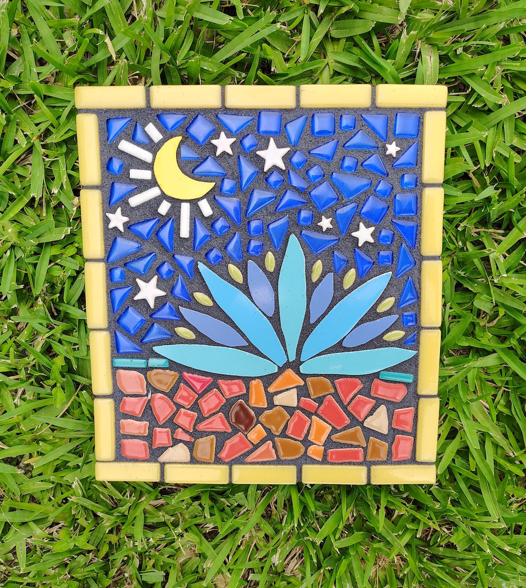 DIY Blue Agave Mosaic Kit: Desert Cactus Art, No Cutting - Etsy